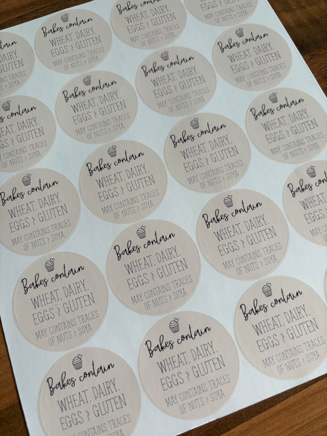 Allergen Labels for Bakers Cupcake Logo Stickers for Bakers May Contain ...