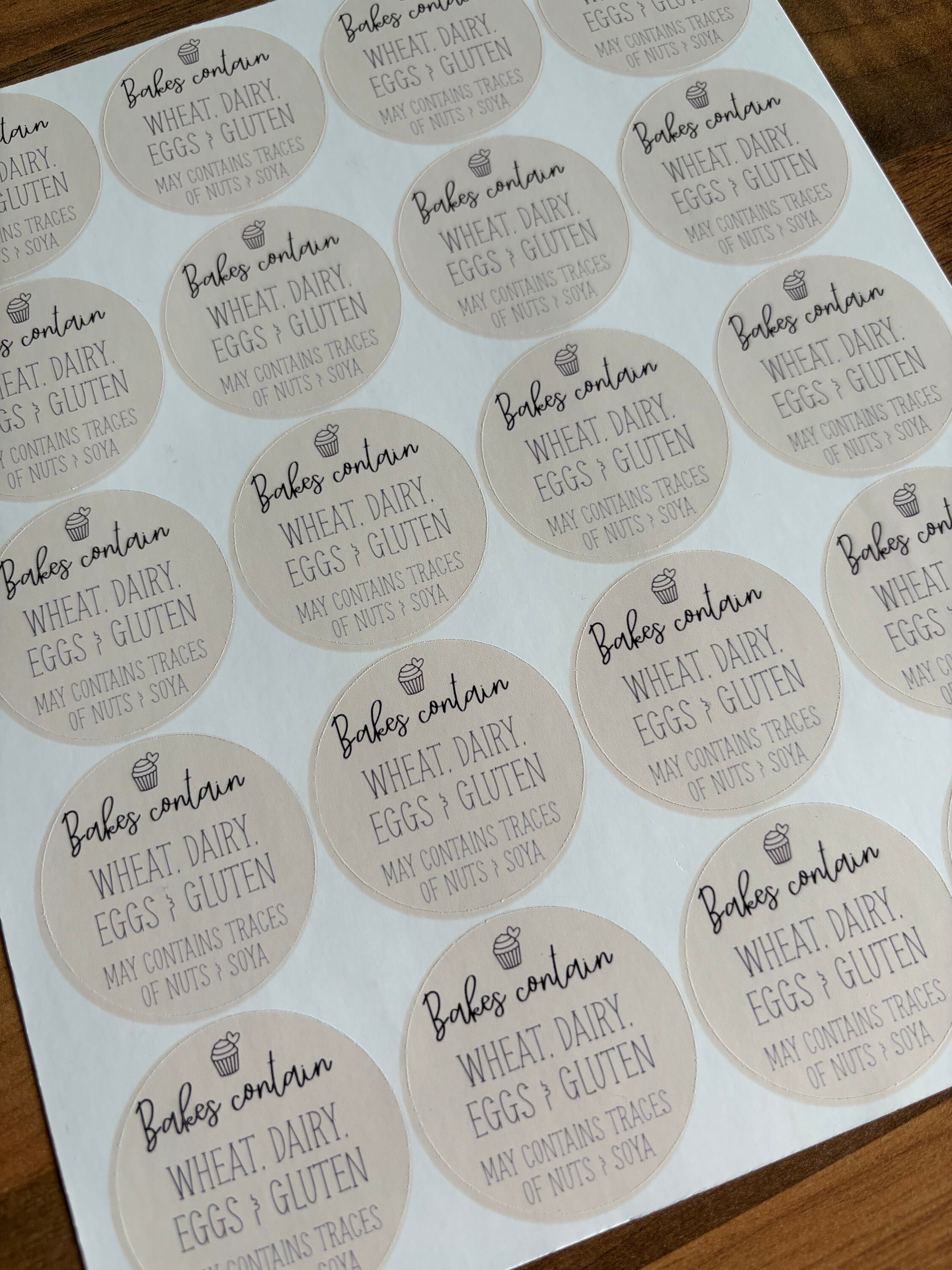 Allergen Labels for Bakers Cupcake Logo Stickers for Bakers May Contain ...