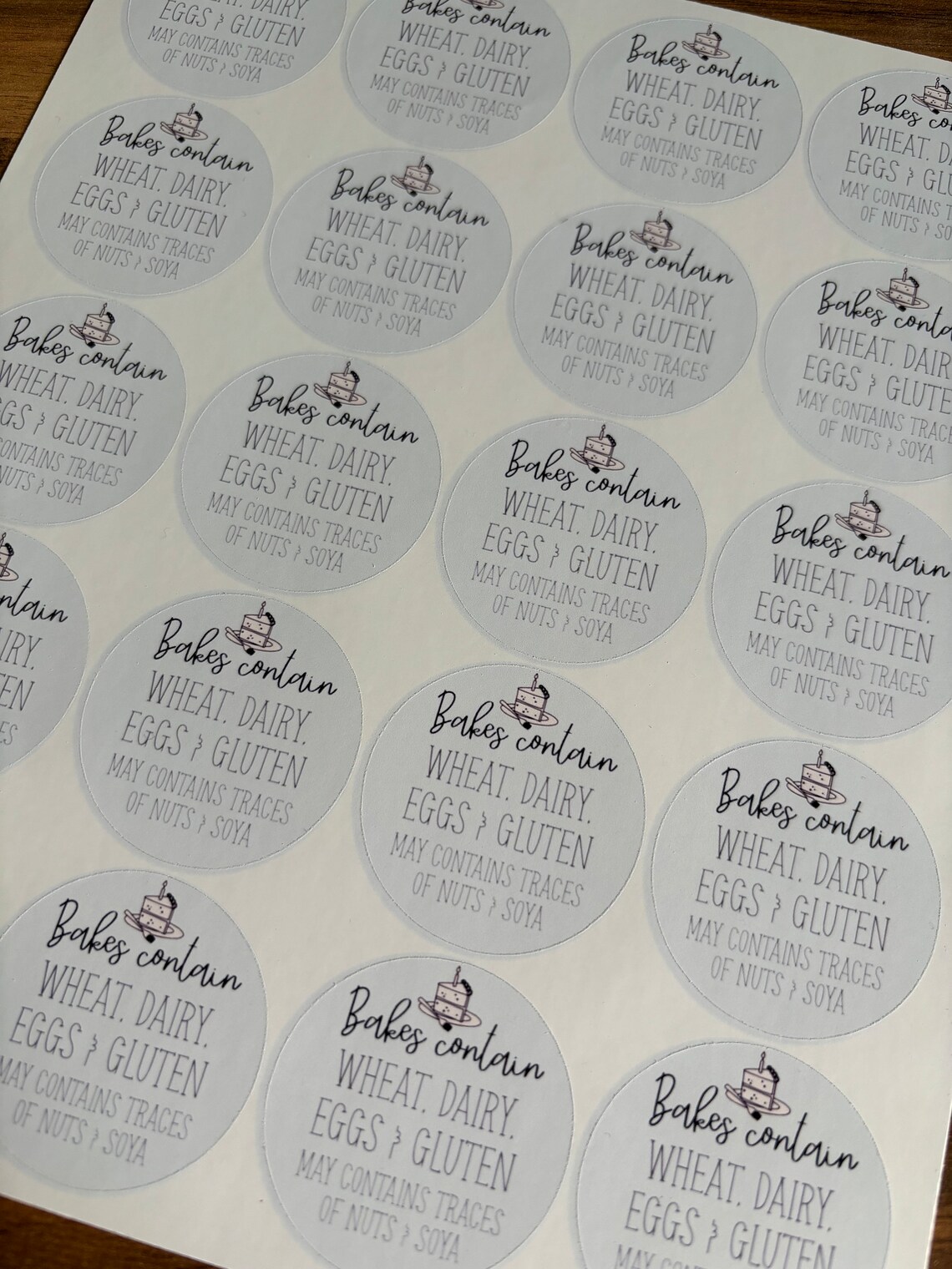 Allergen Labels for Bakers Cupcake Logo Stickers for Bakers May Contain ...