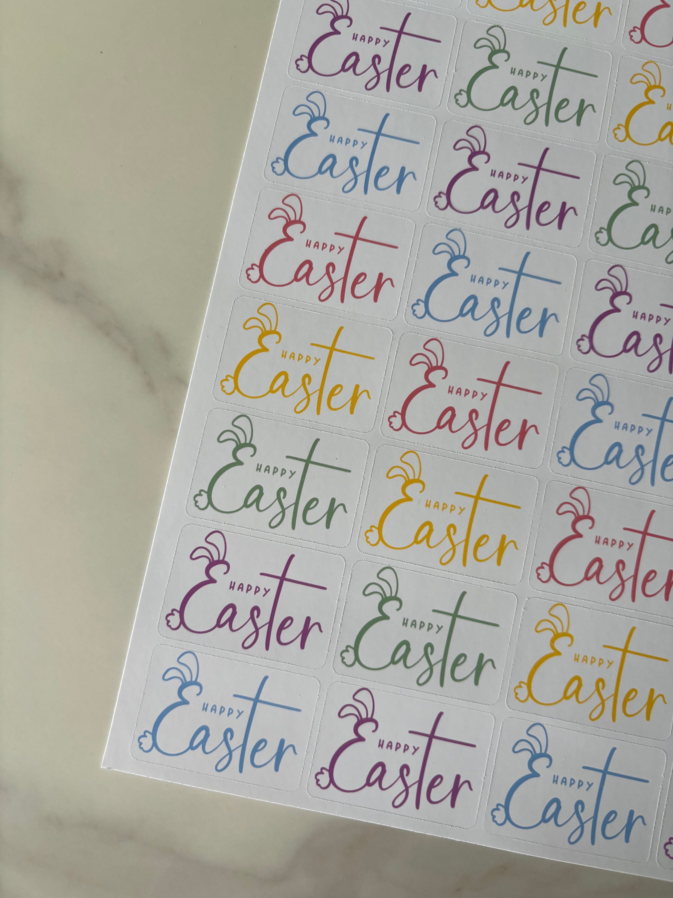 Happy Easter Rectangular Bunny Stickers Easter Stickers Easter Gifts ...