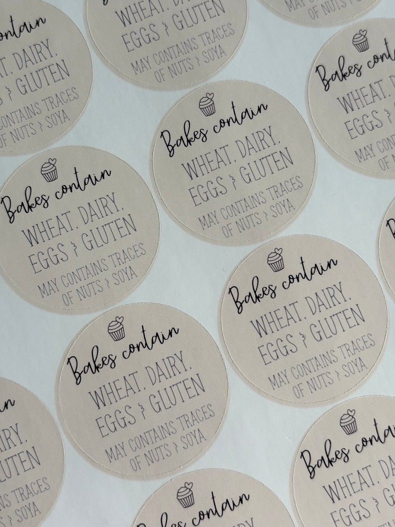 Allergen Labels for Bakers Cupcake Logo Stickers for Bakers May Contain ...