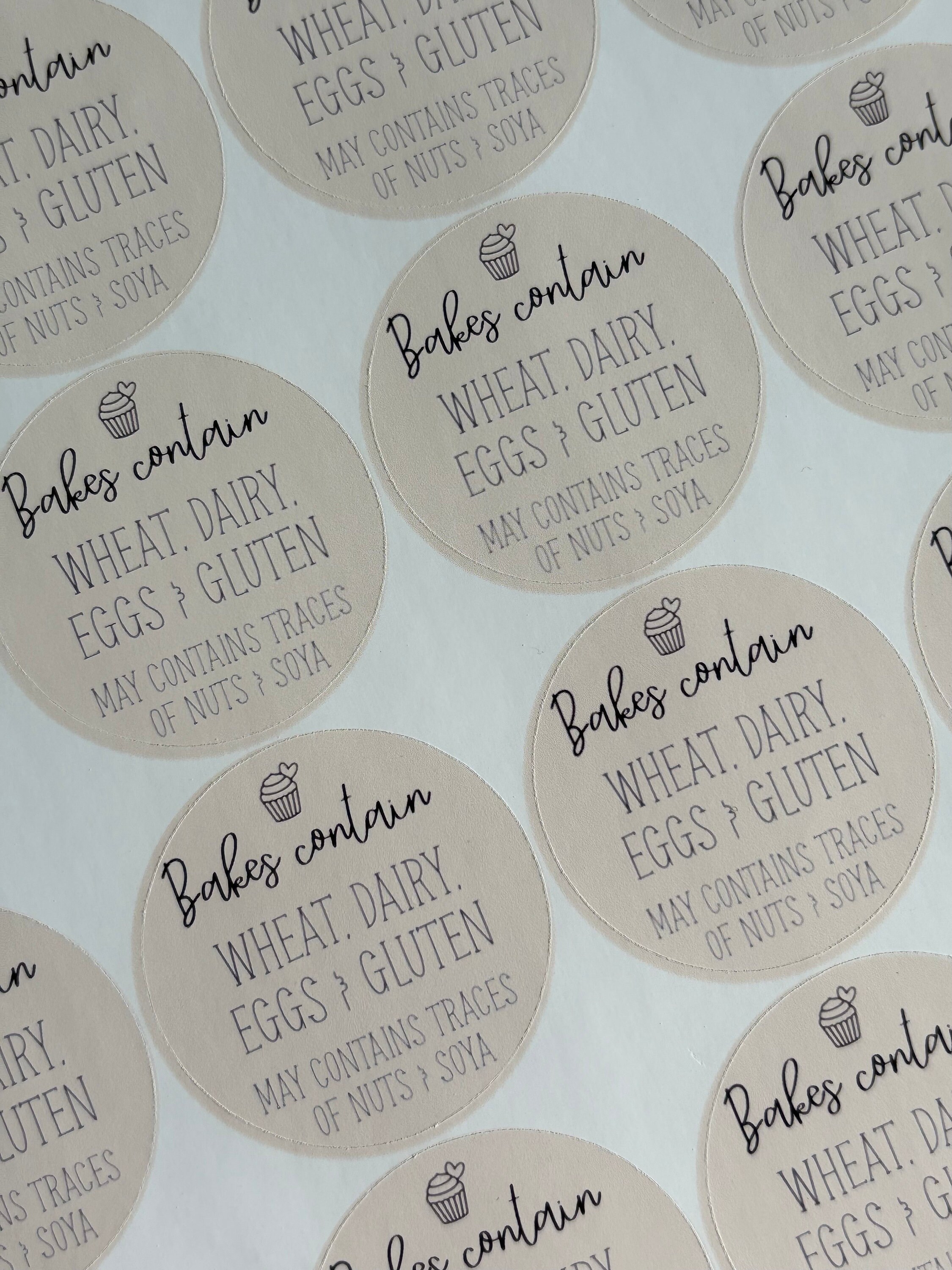 Allergen Labels for Bakers Cupcake Logo Stickers for Bakers May Contain ...