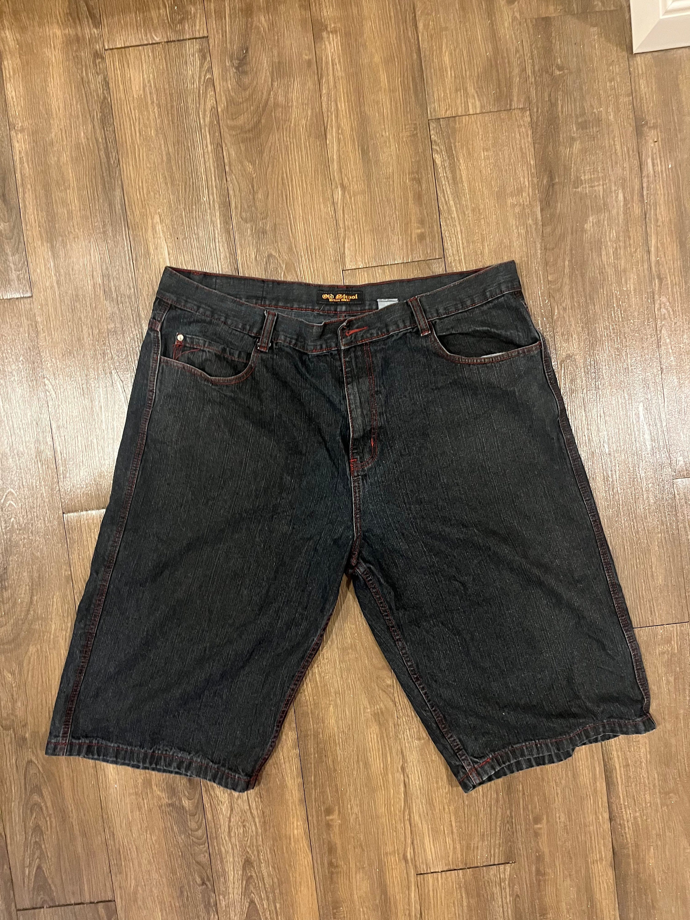 Old Skool Black 2000s Jorts Red Stitching Size 42 - Etsy