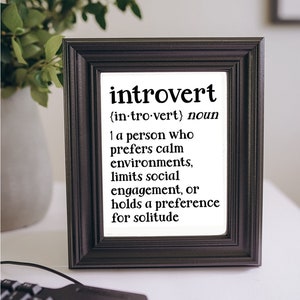 Introvert Definition Dictionary Poster | Printable Art PDF | Gallery ...