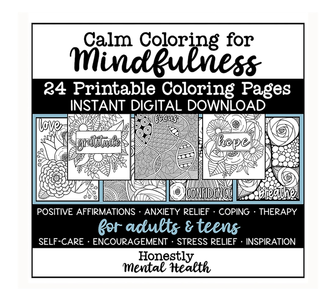 Mental Health Coloring Pages | Calm Coloring Mindfulness | Positive ...