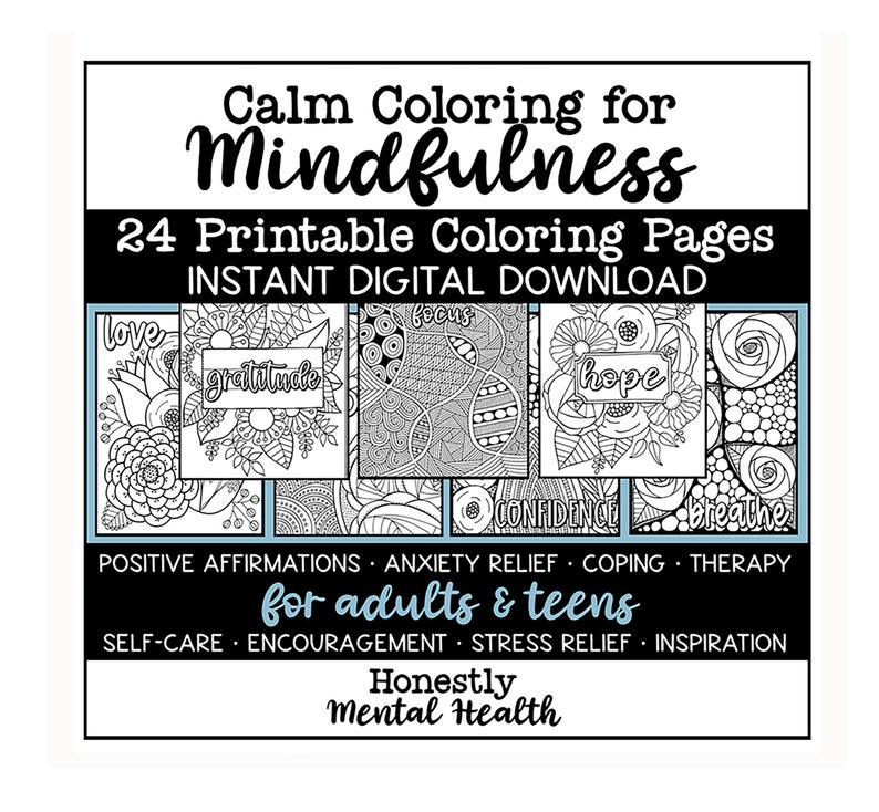 Mental Health Coloring Pages Calm Coloring Mindfulness Positive ...