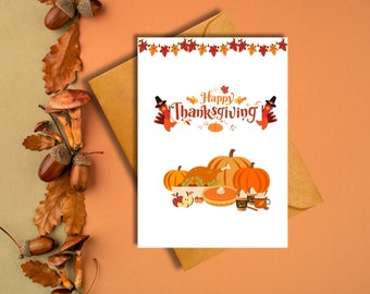 Printable Thanksgiving Card, Happy Thanksgiving Card, Fall Greeting ...