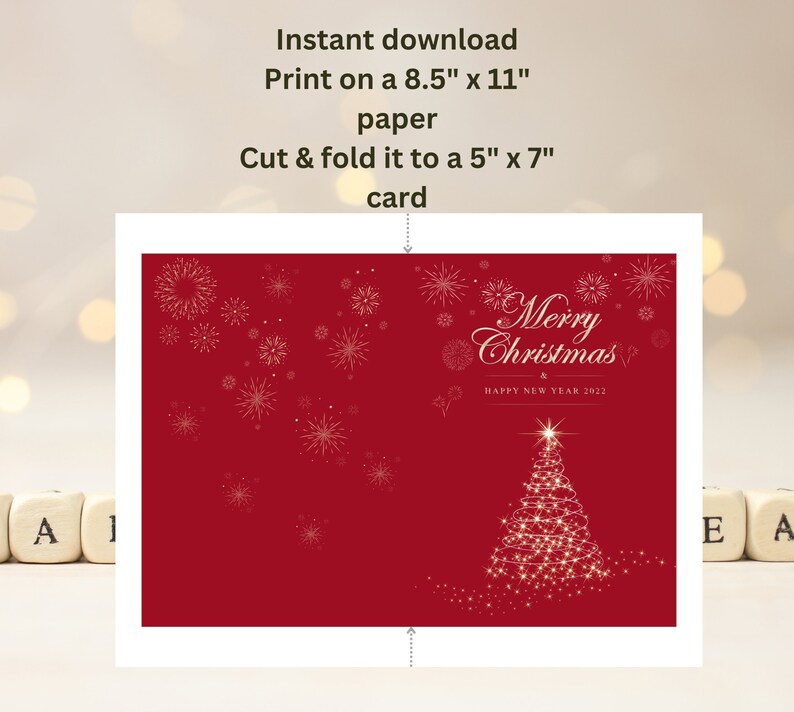Printable Merry Christmas and Happy New Year Card - Etsy