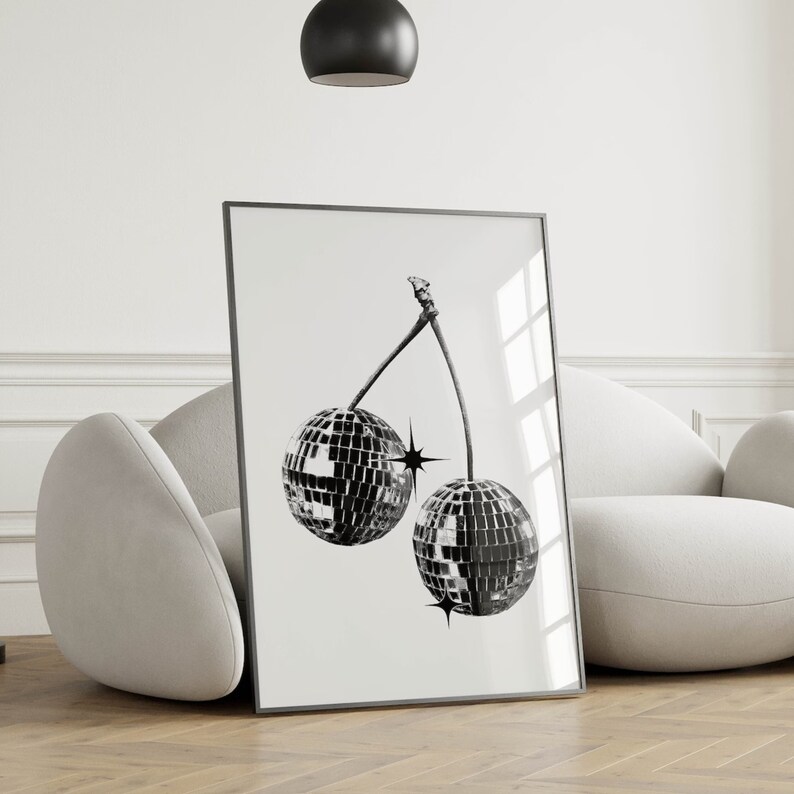 Disco Ball Cherries Poster Vintage Wall Decoration Kitsch Poster Disco ...