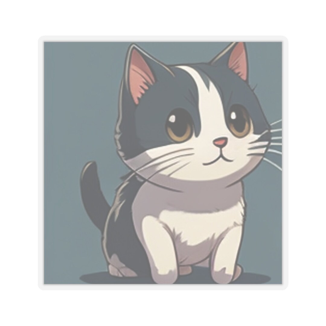 Black and White Cat Sticker - Etsy