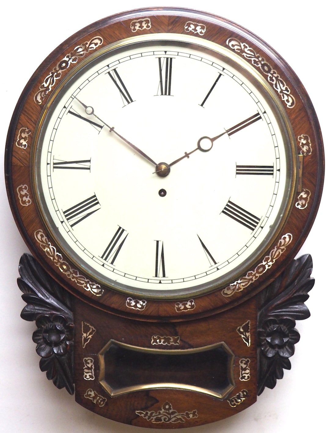 Rare Antique Drop Dial Wall Clock 8 Day Single Fusee Movement Rosewood ...