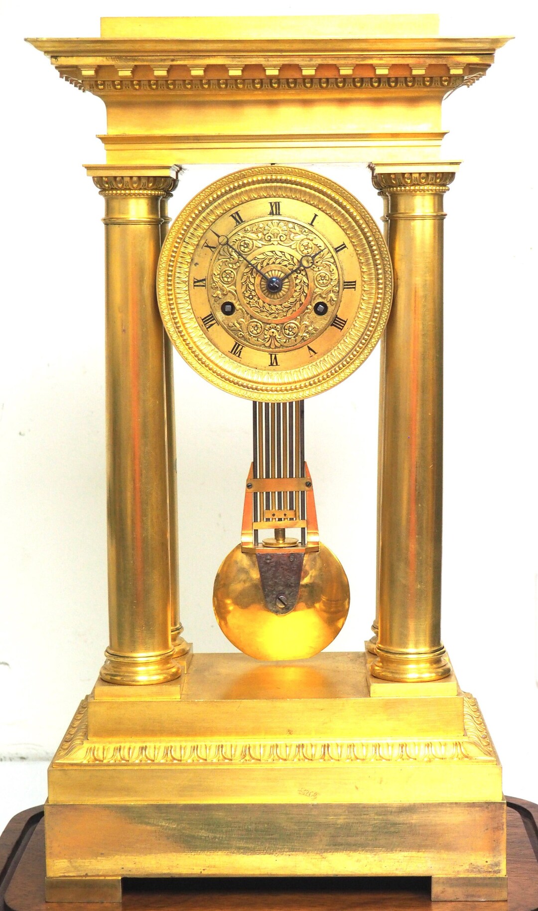 French Pin Wheel Regulator Table Portico Mantel Clock Pin Wheel ...