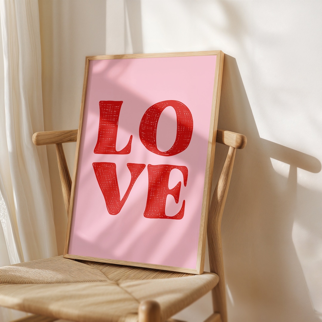 Retro Love Poster, 70s Red Wall Art (digital Download) - Etsy
