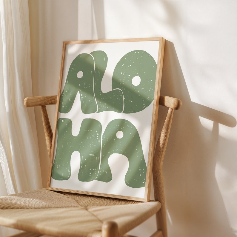 Sage Green Poster, Sage Green Decor, Aloha Poster, Aloha Word Decor ...