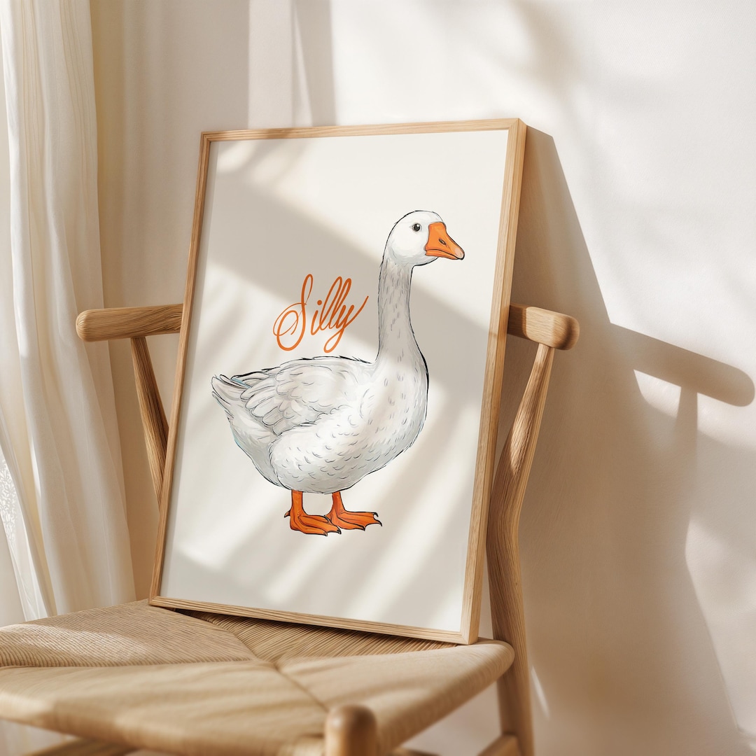 Silly Goose Wall Art, Cute Goose Poster, Nursery Decor, Farm Animal ...