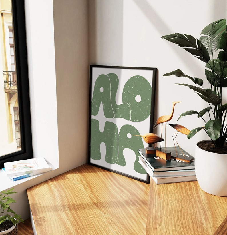 Sage Green Poster, Sage Green Decor, Aloha Poster, Aloha Word Decor ...