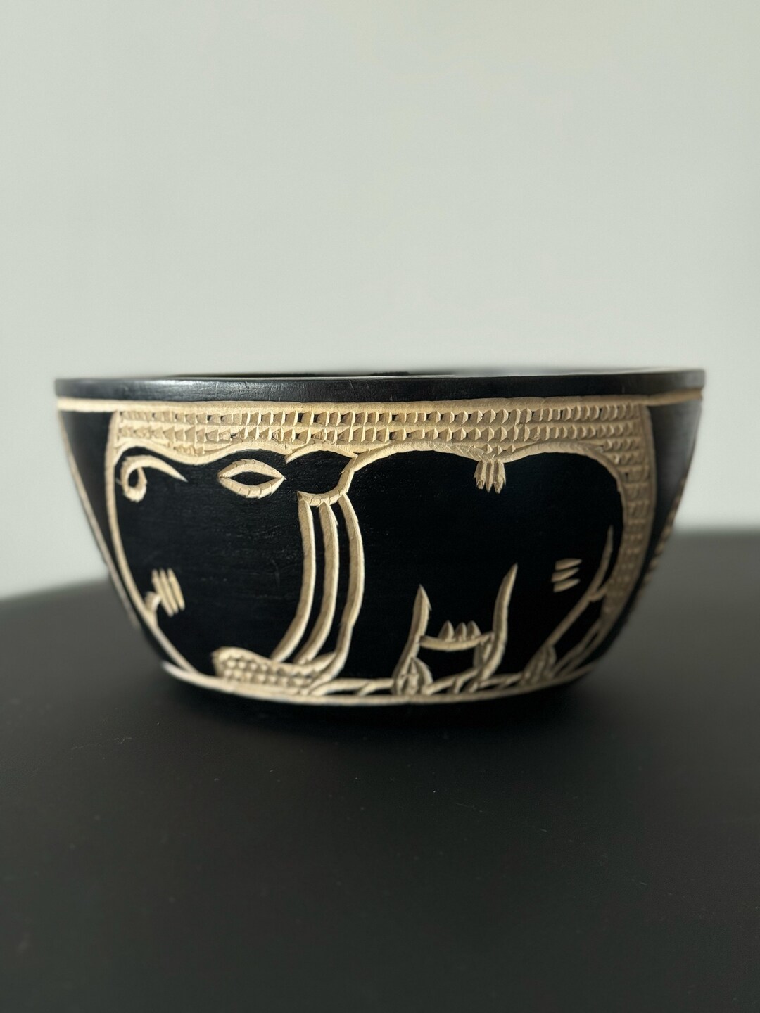 Wooden Bowl Hippo & Elephant Handmade From Ghana/africa Material ...