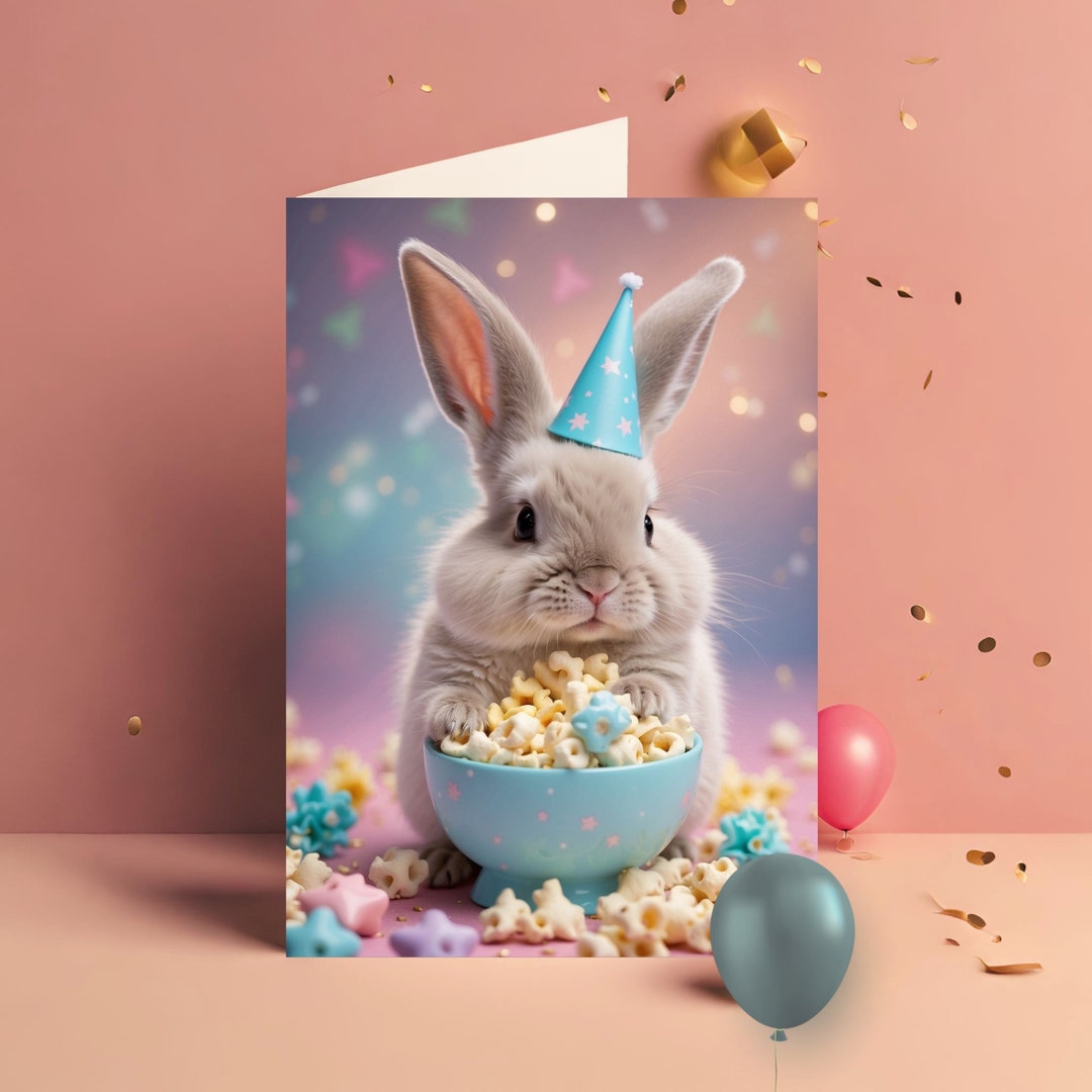 DIGITAL RABBIT CONGRATULATION, Printable Greeting Card, Children's ...