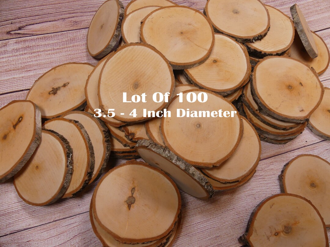 SET 100 XL 3.5-4"diameter 1/4" Thick: Tree Slice-wood Slices-rustic ...