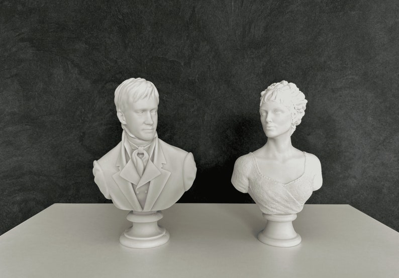 Mr. Darcy & Elizabeth Bennet Bust Statue, 25cm / 10 Inch - Pride and ...