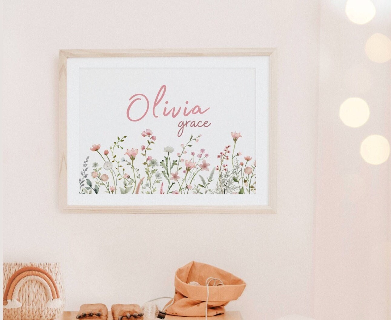 Wildflower Nursery Name Sign, Boho Floral Name Sign, Custom Flower Name ...