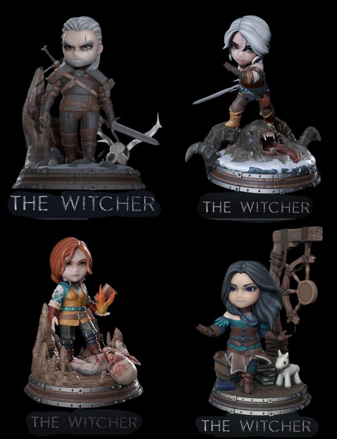 The Witcher Chibi STL Bundle | Geralt, Yennefer, Triss, Ciri 3D ...