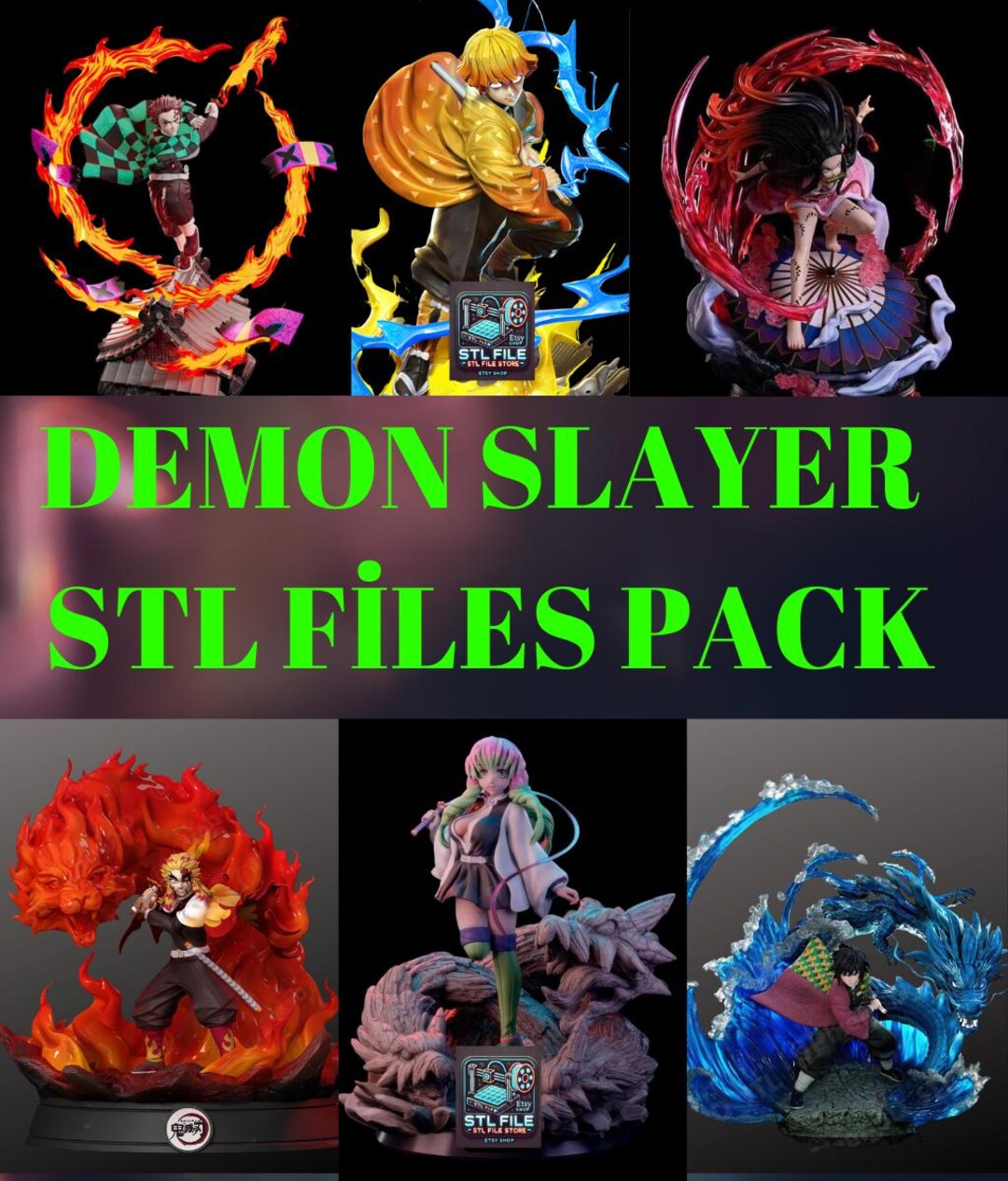 Demon Slayer Mega STL Bundle | 18 Unique Characters & Dioramas | 3D ...