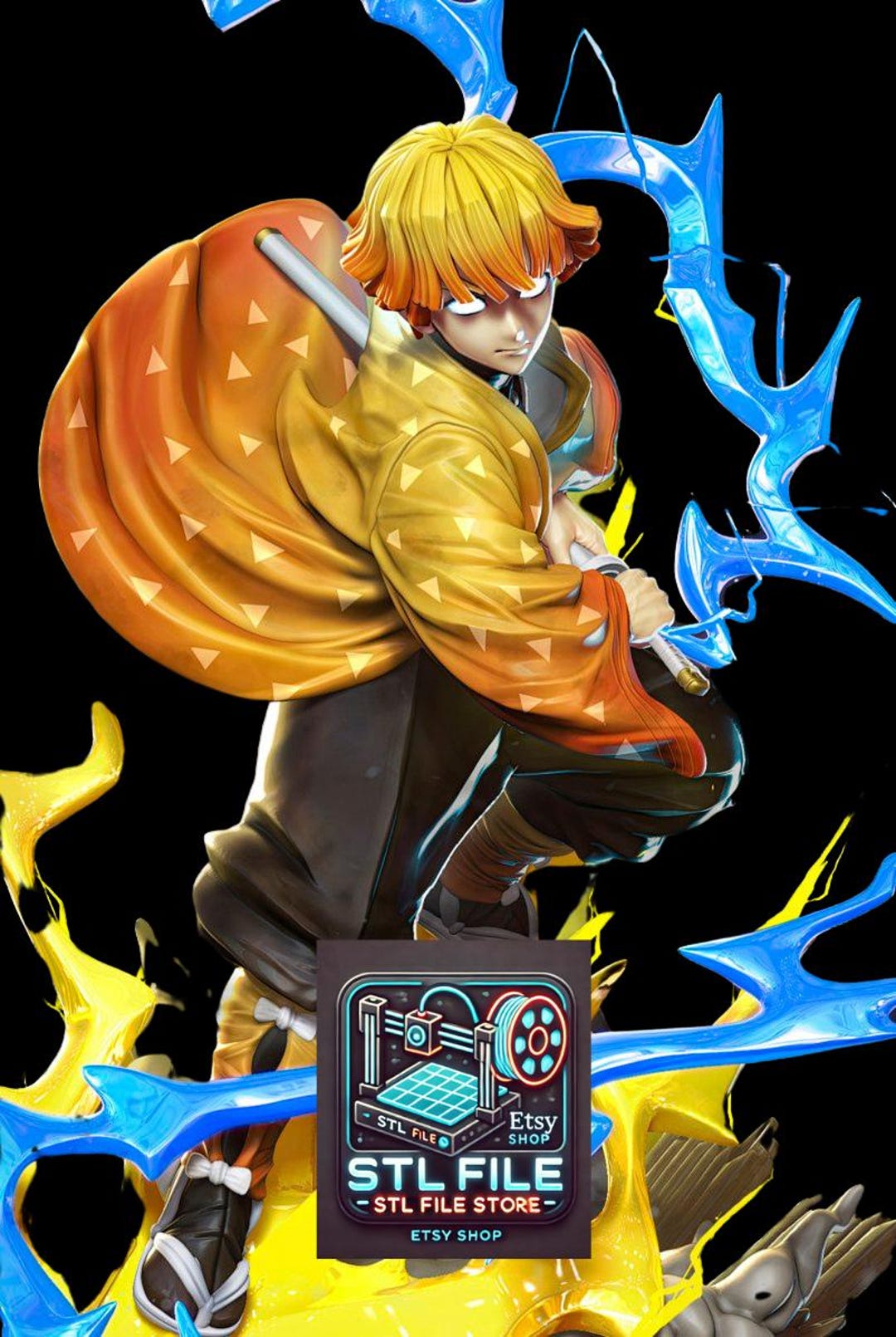 Zenitsu Agatsuma 3D Printable STL | Demon Slayer Anime Figure ...