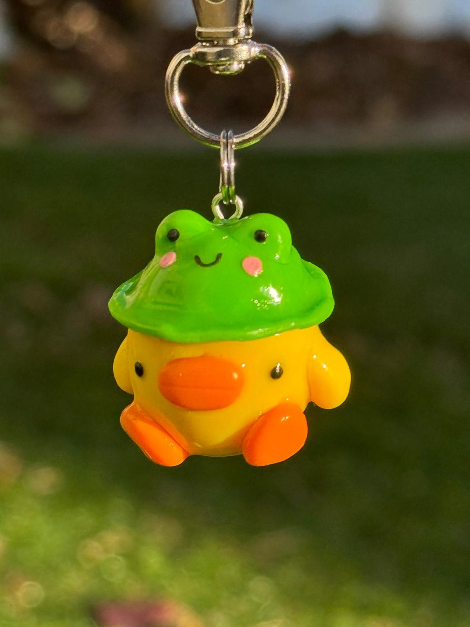 Handmade Duck Frog Clay Charm – Kawaii Keychain, Cottage Core, Matching ...