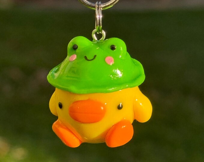 Handmade Duck Frog Clay Charm – Kawaii Keychain, Cottage Core, Matching ...