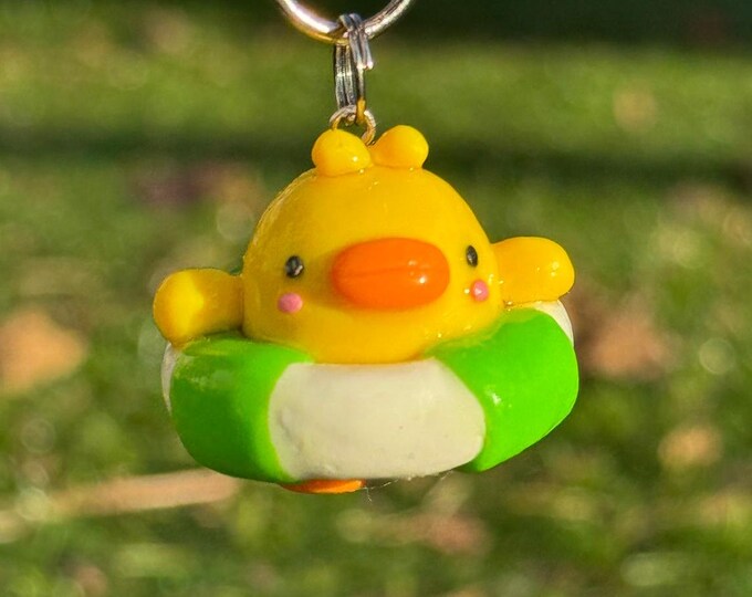 Duck Floatie Clay Keychain, Handmade Polymer Clay Charm, Keychain ...
