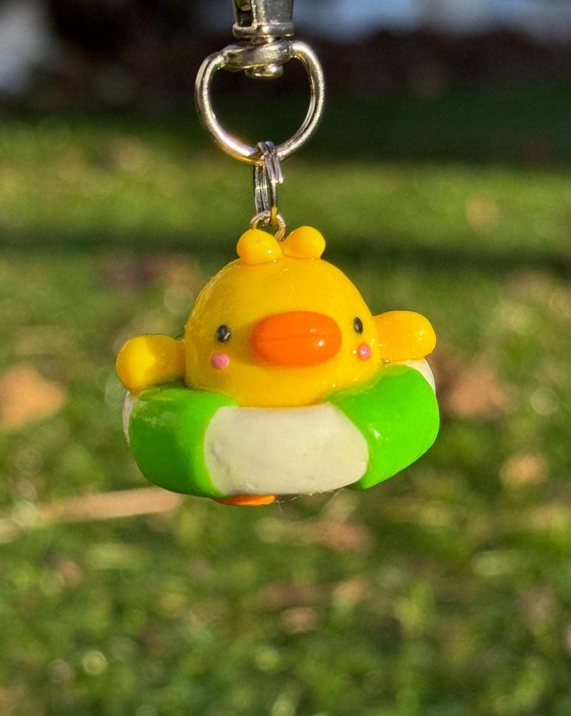 Duck Floatie Clay Keychain, Handmade Polymer Clay Charm, Keychain ...