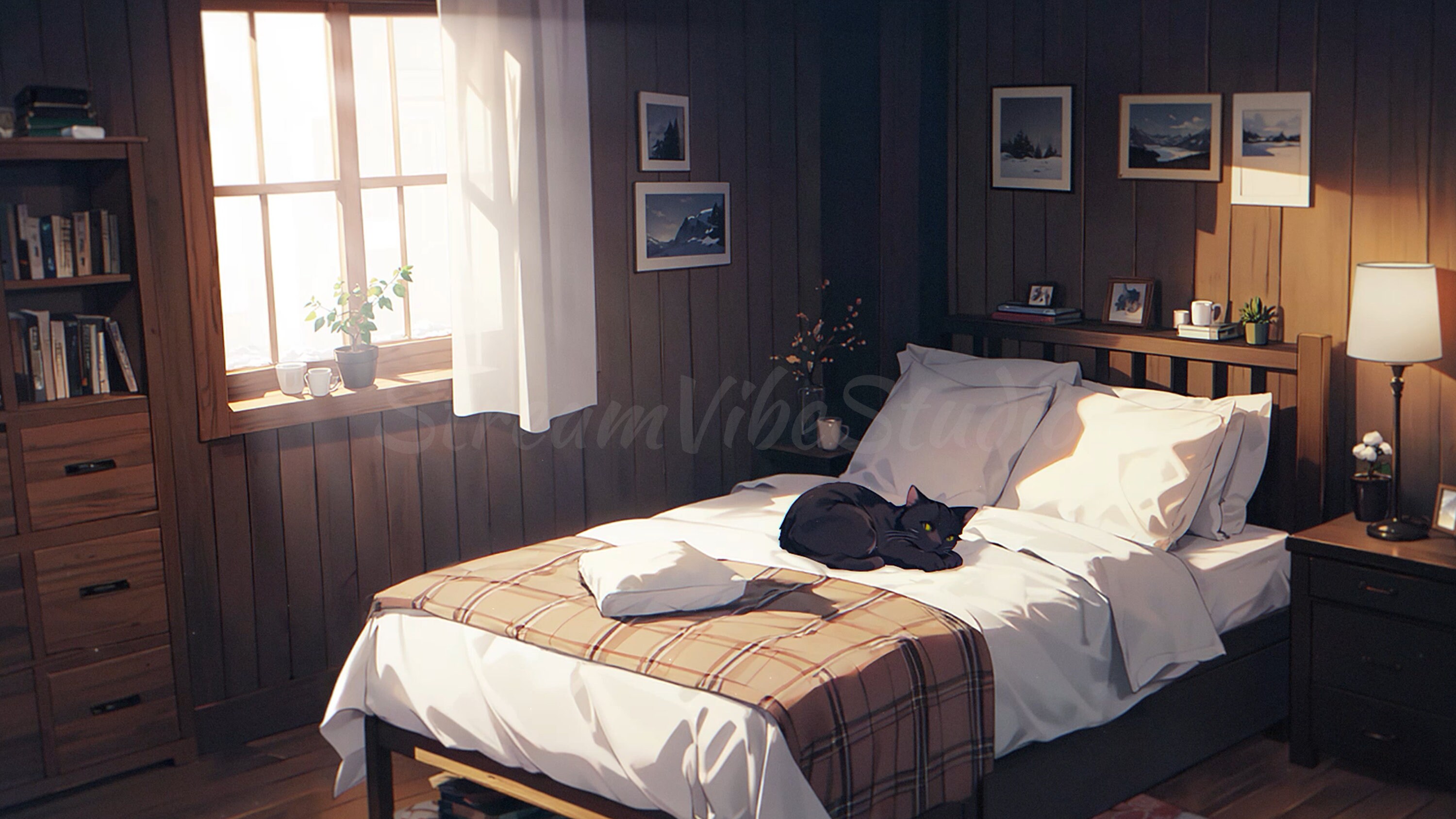 Animated Background, Cute Cat in a Cozy Bedroom, Lofi Aesthetic Looped ...