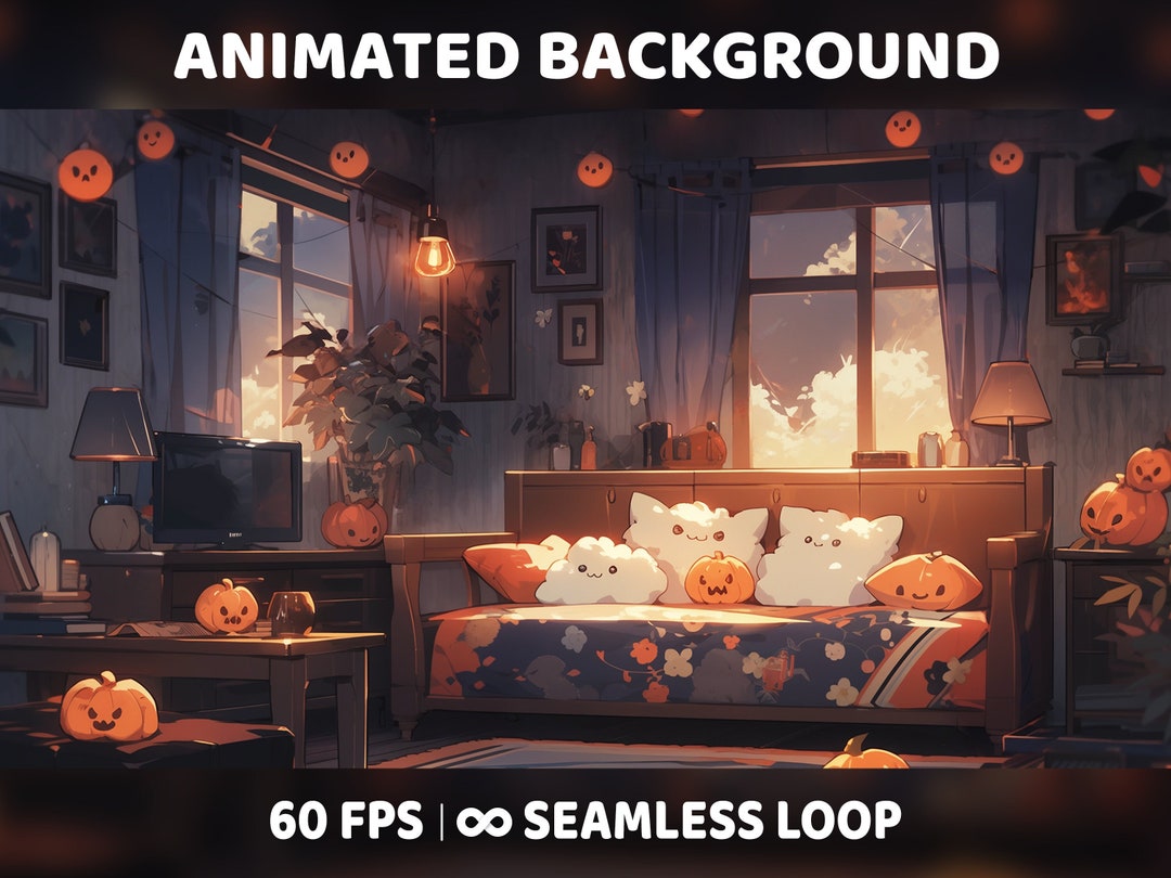 Animated Halloween Background for Twitch, Zoom, Vtuber Cozy Spooky ...