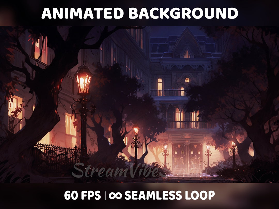 Vtuber Animated Autumn Background Spooky Mansion Twitch Overlay, Dark ...