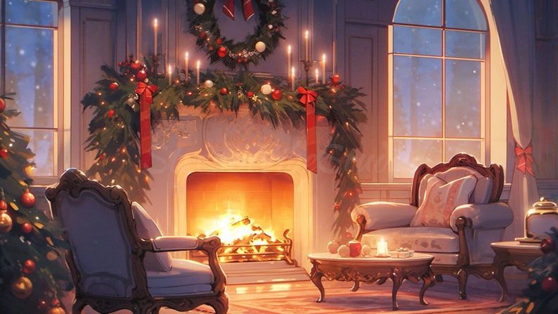 Animated Background, Cozy Winter Evening, Christmas, Lofi Aesthetic ...