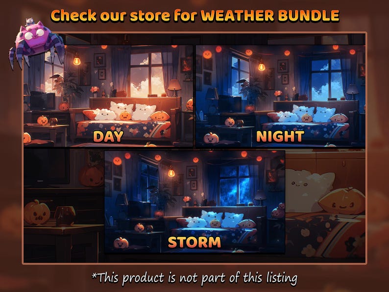 Animated Halloween Background for Twitch, Zoom, Vtuber Cozy Spooky ...