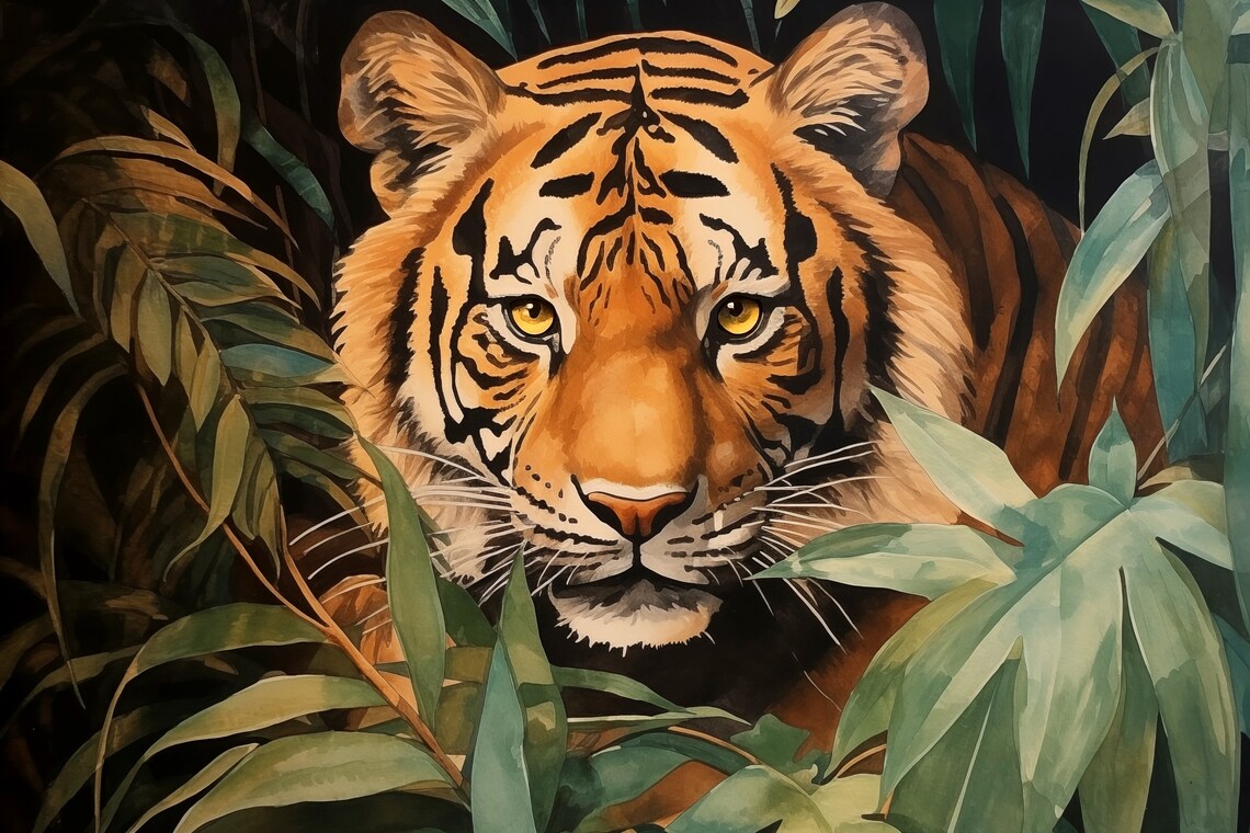 Tiger Water Color Painting - Etsy