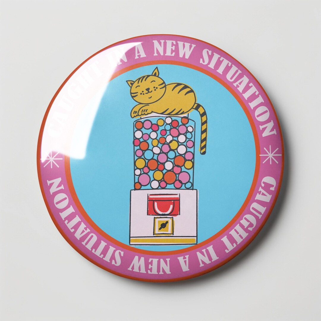Customizable Cat Gumball Machine Pin Button - Fun Accessories - Etsy