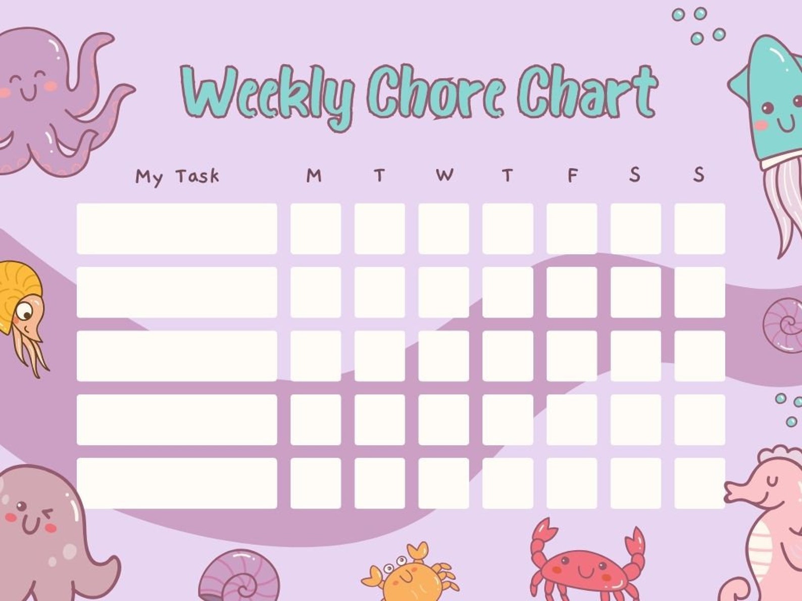 Printable Weekly Chore Chart Download - Etsy