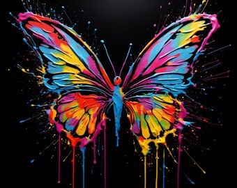 Digitally Created Neon Butterfly Print. Digital Print, Instant Download ...