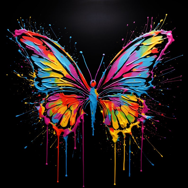 Neon Butterfly Digital Print - Etsy