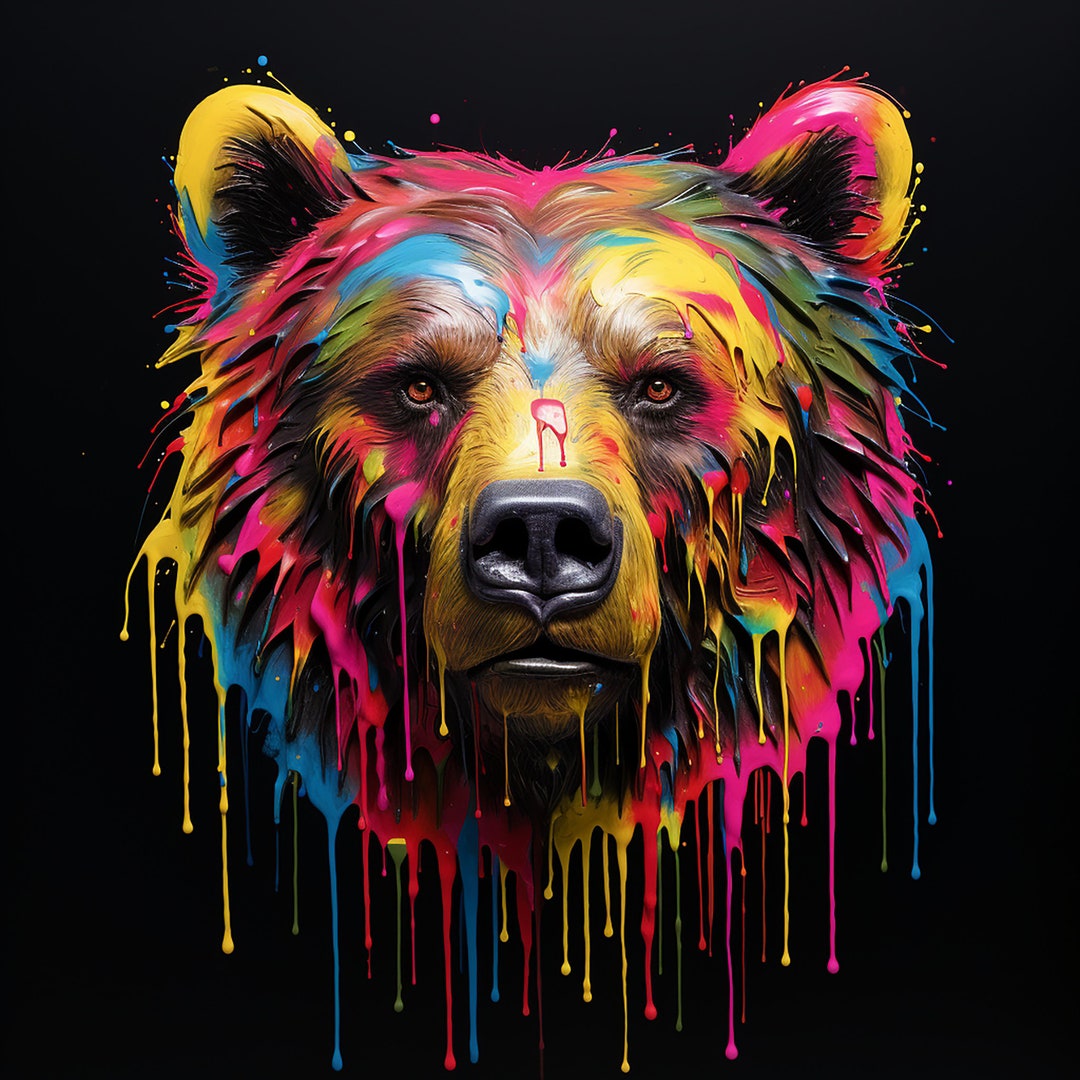Neon Bear Digital Print - Etsy