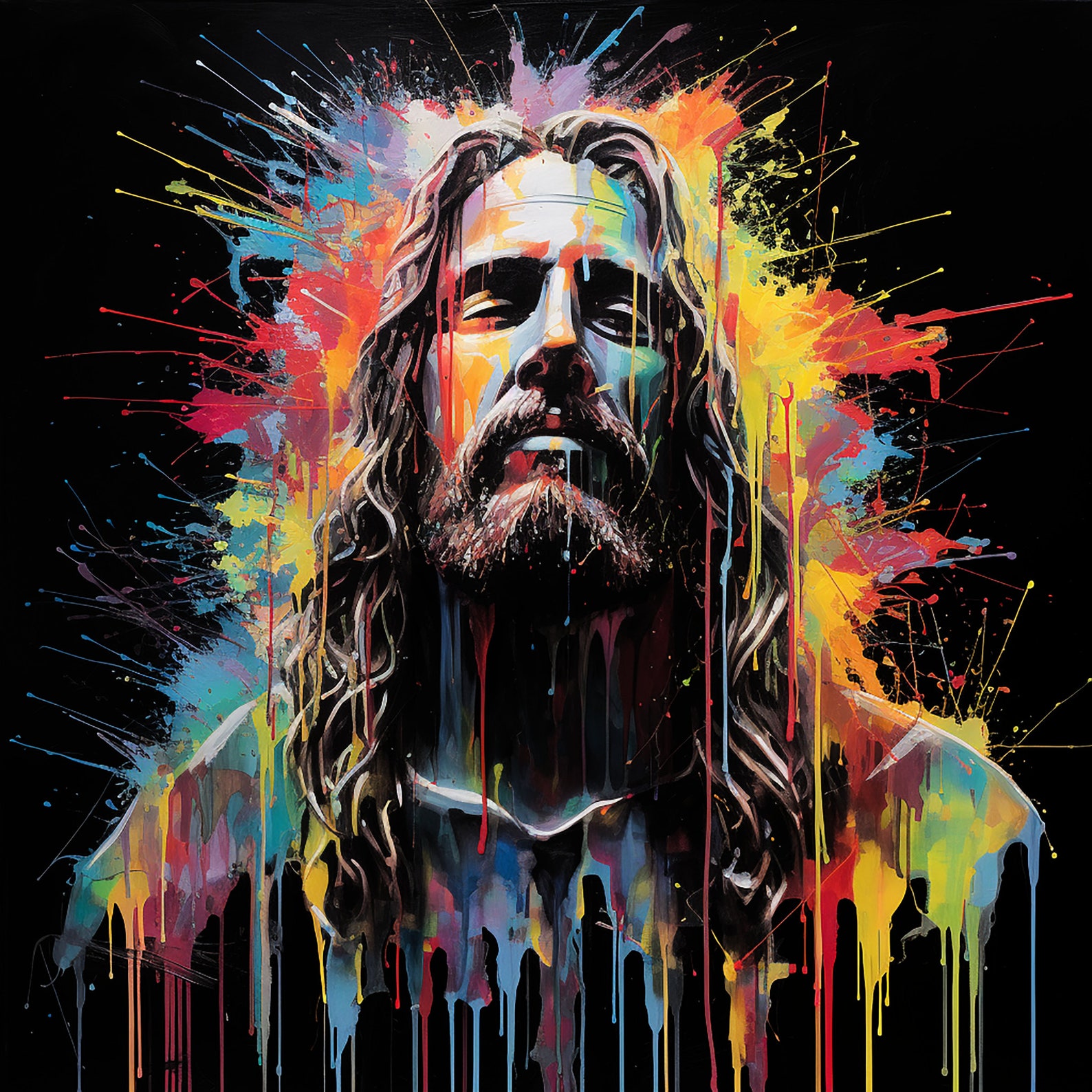 Neon Jesus Digital Print - Etsy