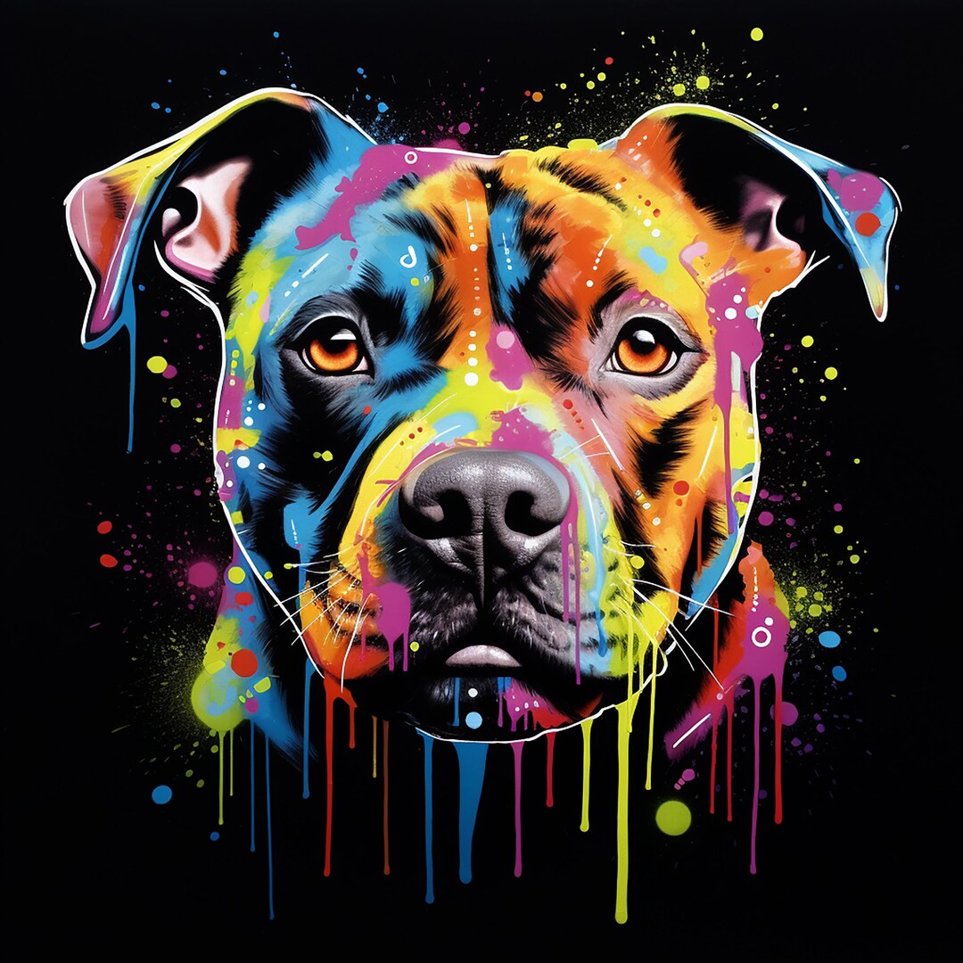 Neon Staffy Digital Print - Etsy