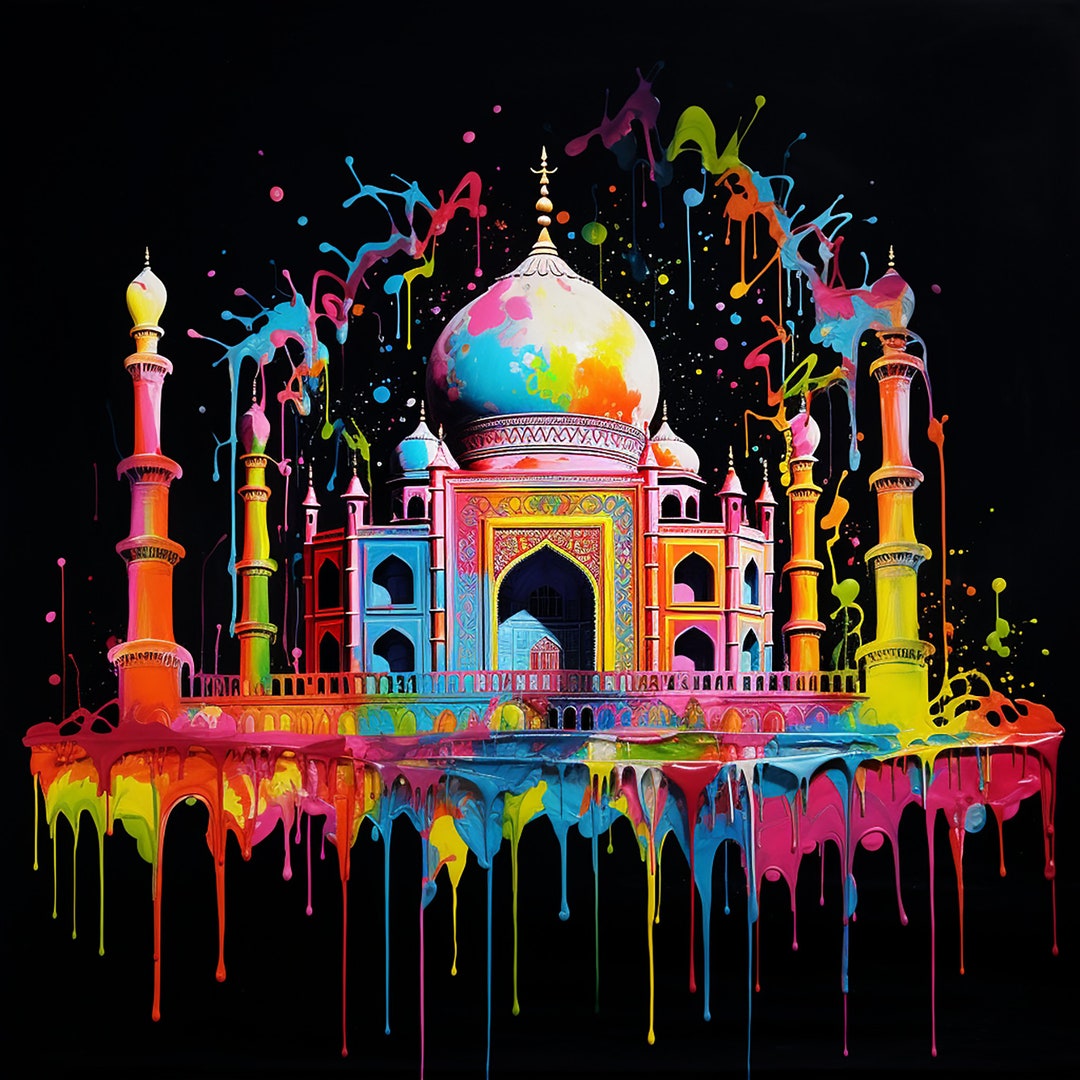 Neon Taj Mahal Digital Print - Etsy
