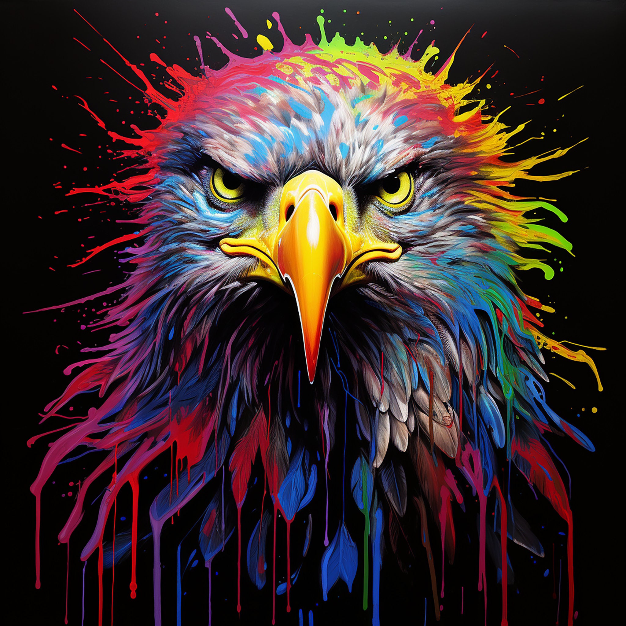 Neon Bald Eagle Digital Art - Etsy