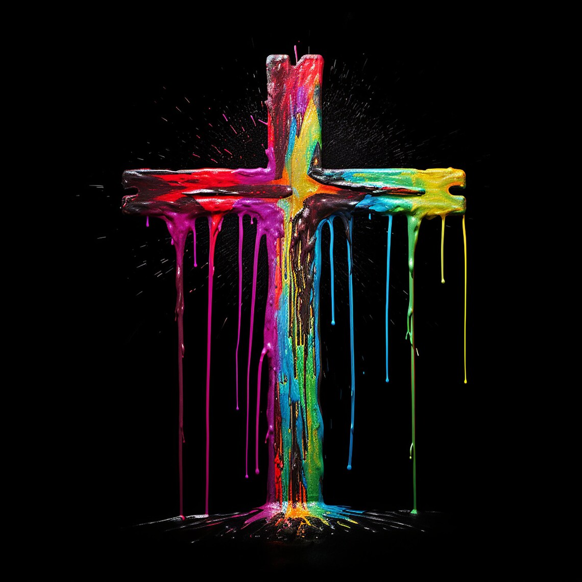 Neon Cross Digital Print - Etsy