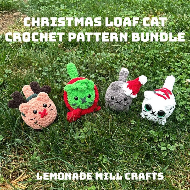 Christmas Loaf Cat Crochet Pattern Bundle: Santa, Reindeer (PDF ...