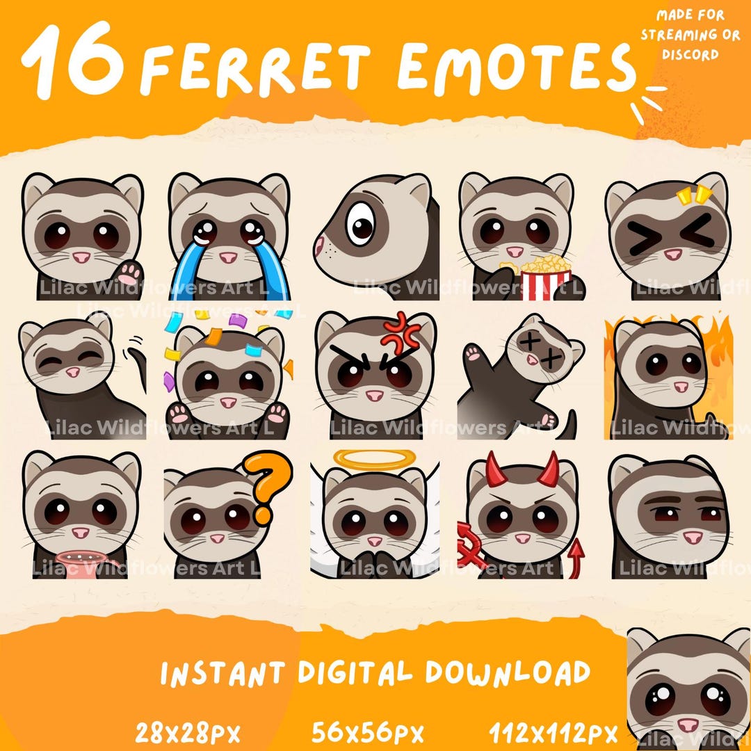 Ferret 16 Emote Bundle- for Streaming and Discord Use! - Etsy